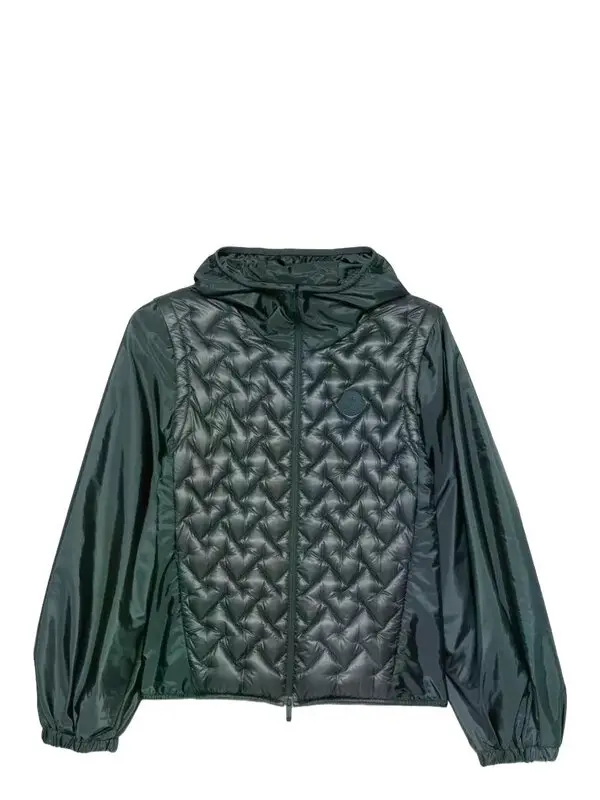 Moncler Quilted Panel Hooded Jacket - Green