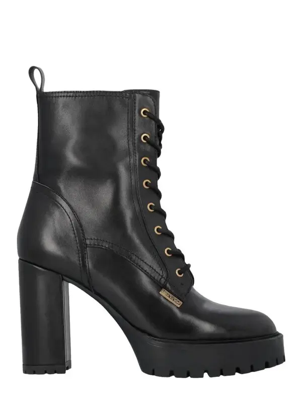 Pinko Lace-up Platform High Block Heel Ankle Boots - Black