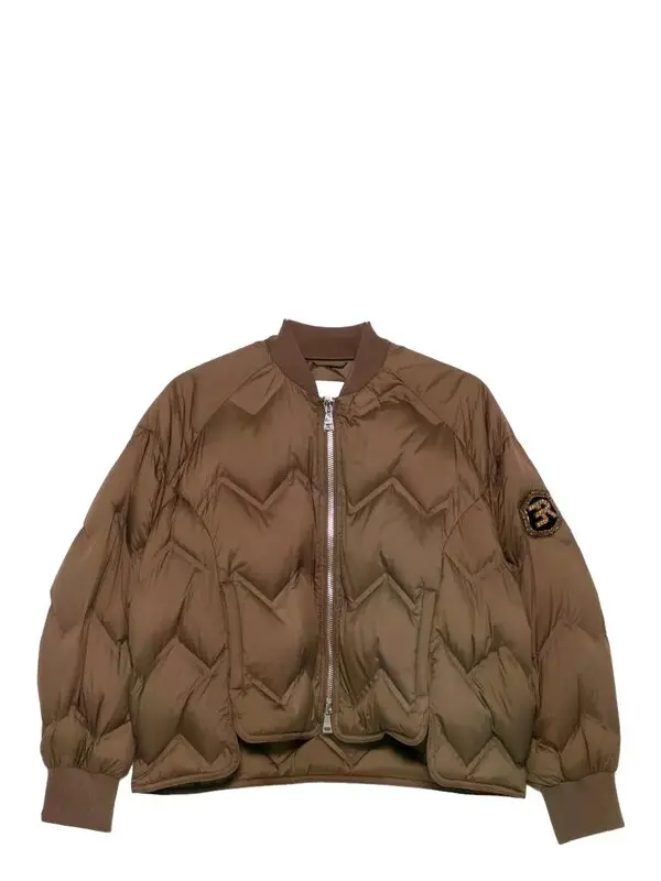 ERMANNO FIRENZE Chevron Quilted Bomber Jacket - Brown