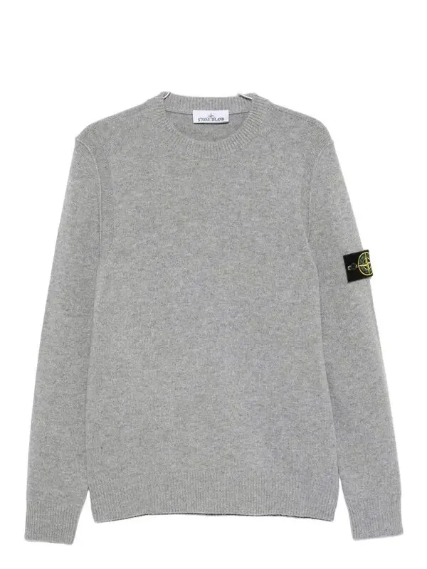Stone Island Logo Patch Crew Neck Sweater - Grey