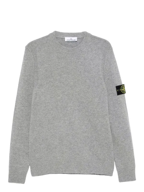 Stone Island Logo Patch Crew Neck Sweater - Grey