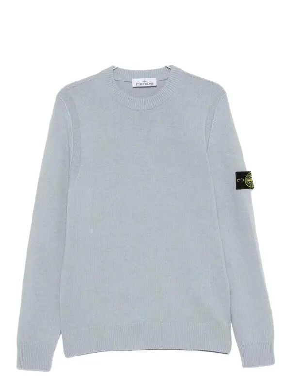 Stone Island Logo Patch Crew Neck Sweater - Blue