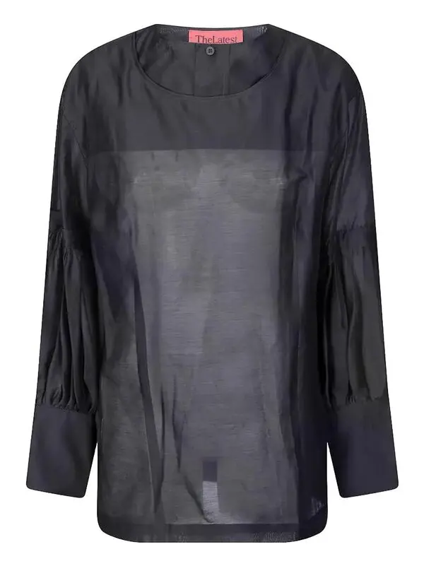 THELATEST Sheer Puff-sleeve Blouse - Black