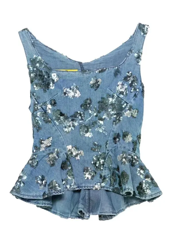 MARQUES' ALMEIDA Sequin Embellished Peplum Top - Blue