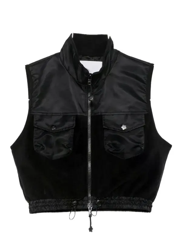 Cecilie Bahnsen Windflower Embroidered Fleece Vest - Black