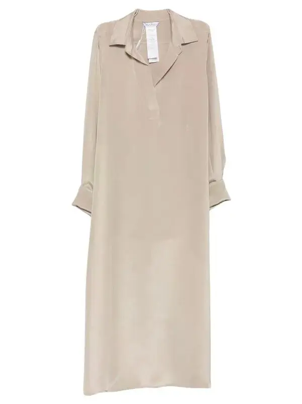 Max Mara Gambero Long-sleeve Midi Dress - Neutrals