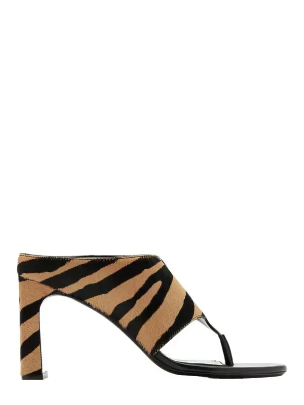 STUART WEITZMAN Tiger Print Calf Hair Thong Sandals - Neutrals