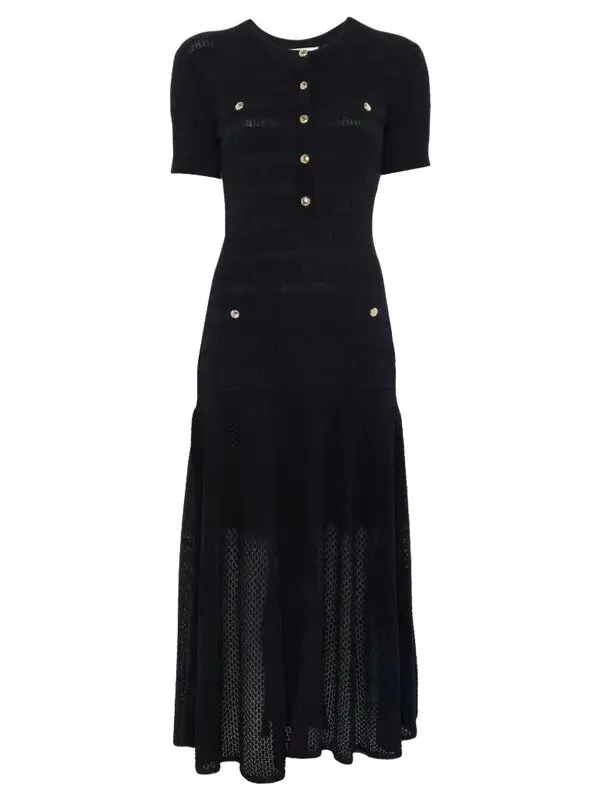 Maje Ribbed Knit Button-up Midi Dress - Blue