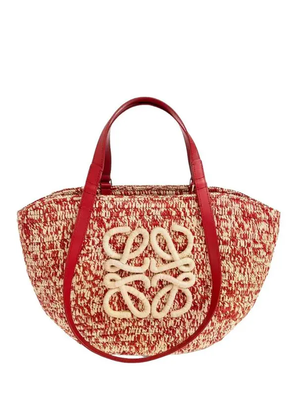 Loewe Eclipse Anagram Raffia Tote Bag - Red