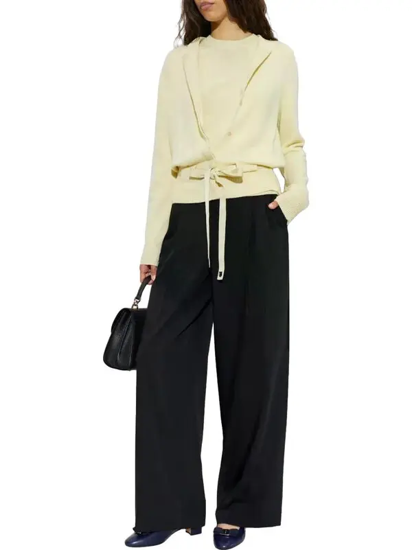 FERRAGAMO Short-sleeve Cashmere V-neck Sweater - Yellow