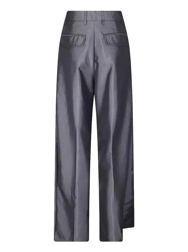 THELATEST Pleated Pinstripe Trousers - Grey