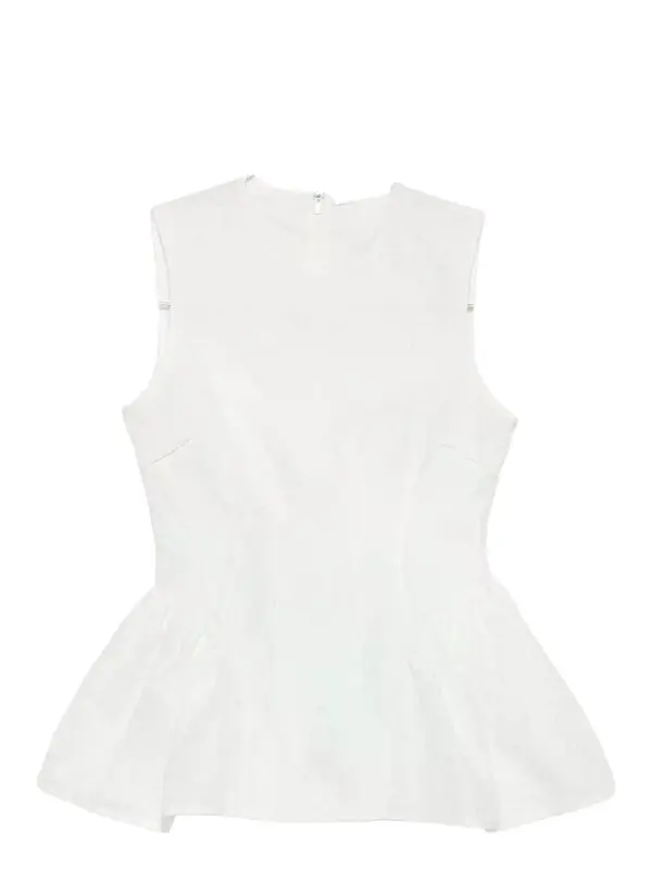 Cecilie Bahnsen Matelassé Floral Embroidery Peplum Top - White