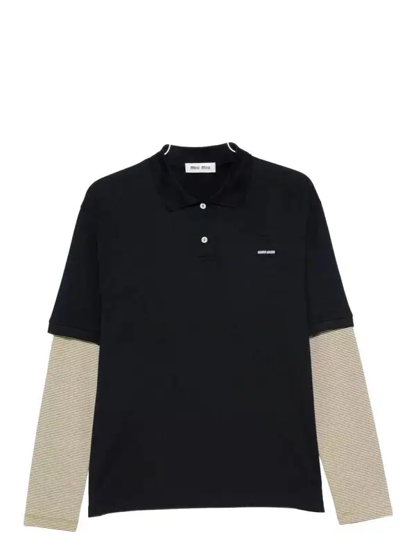 Miu Miu Layered Sleeve Striped Polo Shirt - Blue
