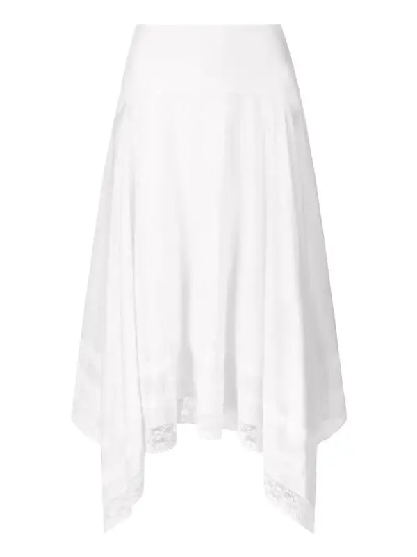 Staud Ainsley Lace-trim Asymmetric Handkerchief Hem Skirt - White