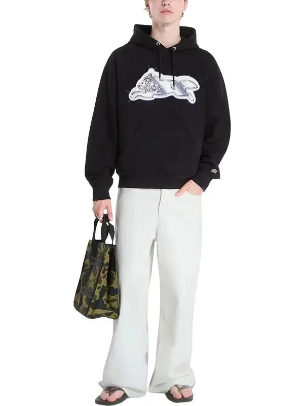 BILLIONAIRE BOYS CLUB - ICE CREAM Running Dog Graphic Print Pullover Hoodie - Black