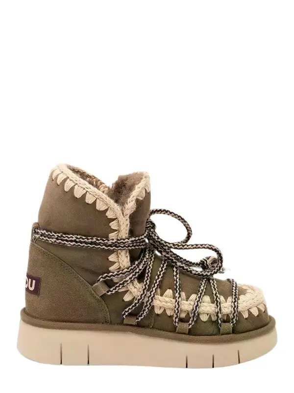 Mou Crochet-trim Lace-up Ankle Boots - Brown
