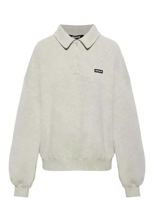 ROTATE BY BIRGER CHRISTENSEN Logo Patch Polo Sweater - Grey