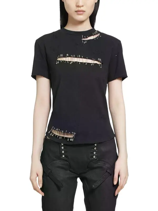 DILARA FINDIKOGLU Safety Pin Cut-out T-shirt - Black