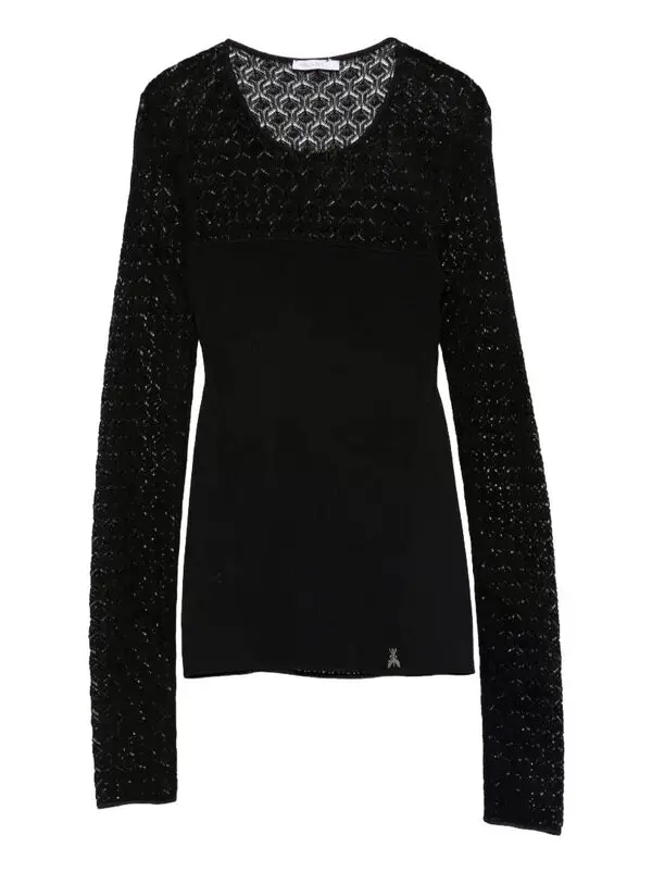 Patrizia Pepe Lace-effect Knit Top - Black