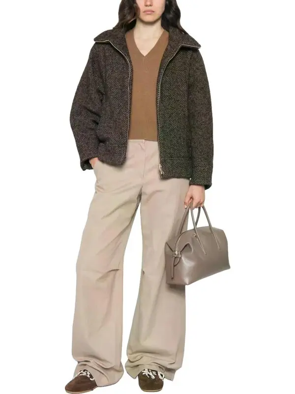 Marella Herringbone Zip-fastening Jacket - Brown