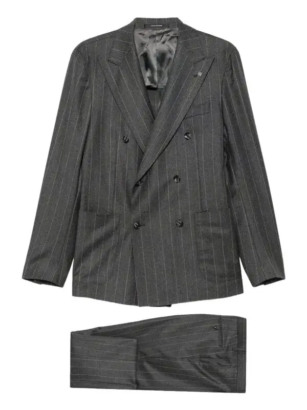 Tagliatore Stripe-pattern Double-breasted Suit - Grey
