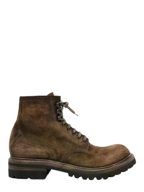 SHOTO Suede Lace-up Combat Boots - Brown
