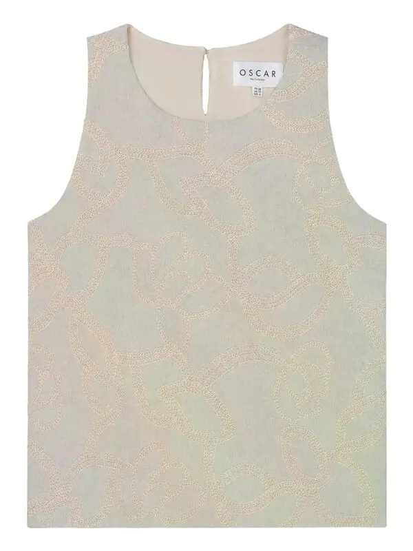 OSCAR THE COLLECTION Embroidered Sleeveless Top - Neutrals