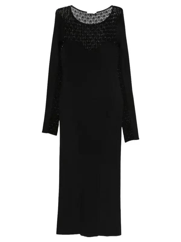 Patrizia Pepe Patterned Knit Midi Dress - Black