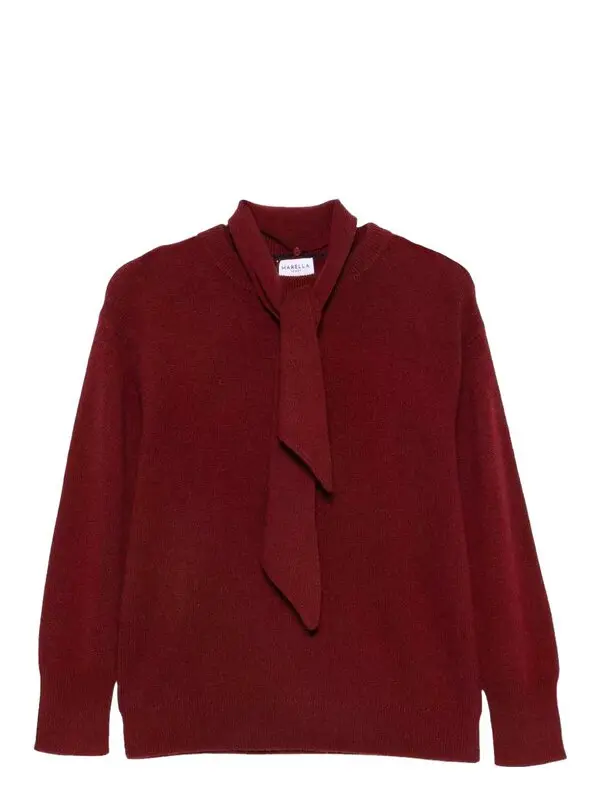 Marella Knitted Sweater With Pussy-bow Collar - Red
