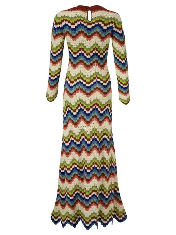 Escvdo Bahia Chevron-pattern Crochet Maxi Dress - Neutrals