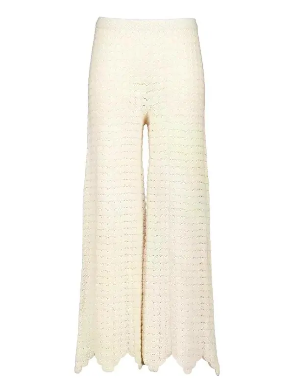 Escvdo Safi Abanico Crochet-stitch Wide-leg Trousers - Neutrals