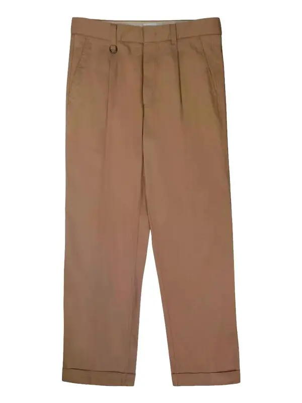 PAOLO PECORA Pleated Detail Straight-leg Trousers - Brown