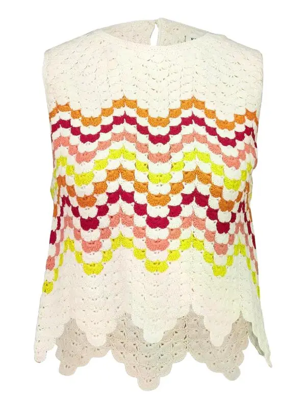 Escvdo Cuenca Crochet-knit Scalloped-hem Top - Neutrals