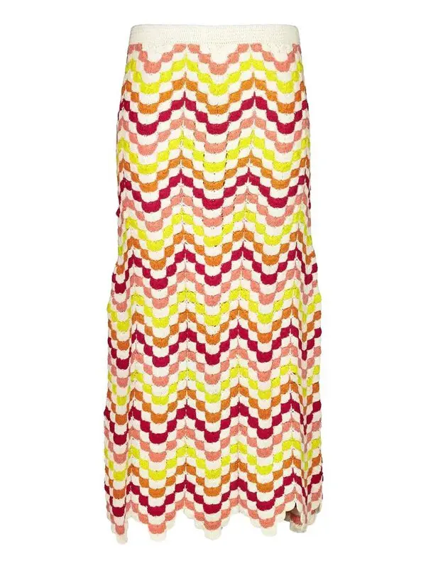 Escvdo Abanico Crochet Safi Skirt - Neutrals