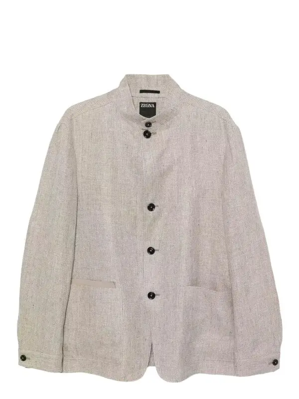 Zegna Button-up Linen Jacket - Neutrals