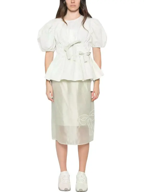 Cecilie Bahnsen Papillon Matelassé Peplum Top - Neutrals