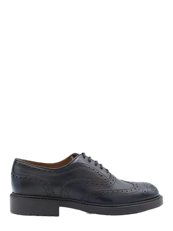 DOUCAL'S Brogue Detail Lace-up Leather Shoes - Black