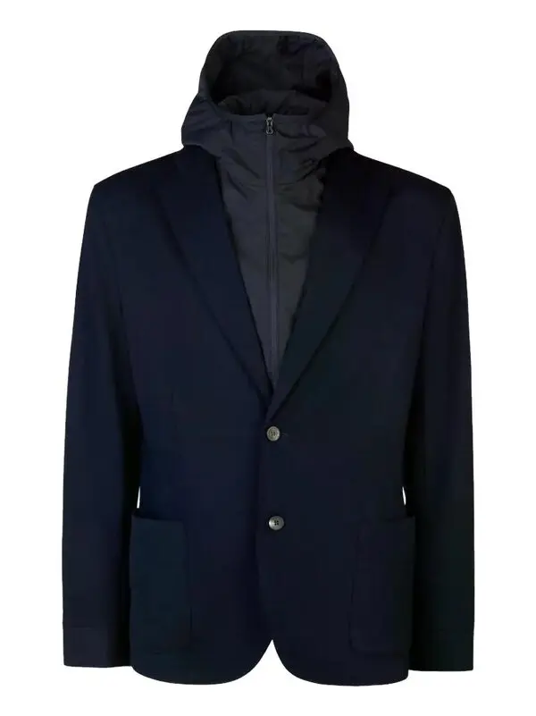 Sease Hooded Jersey Blazer With Layered Effect - Blue