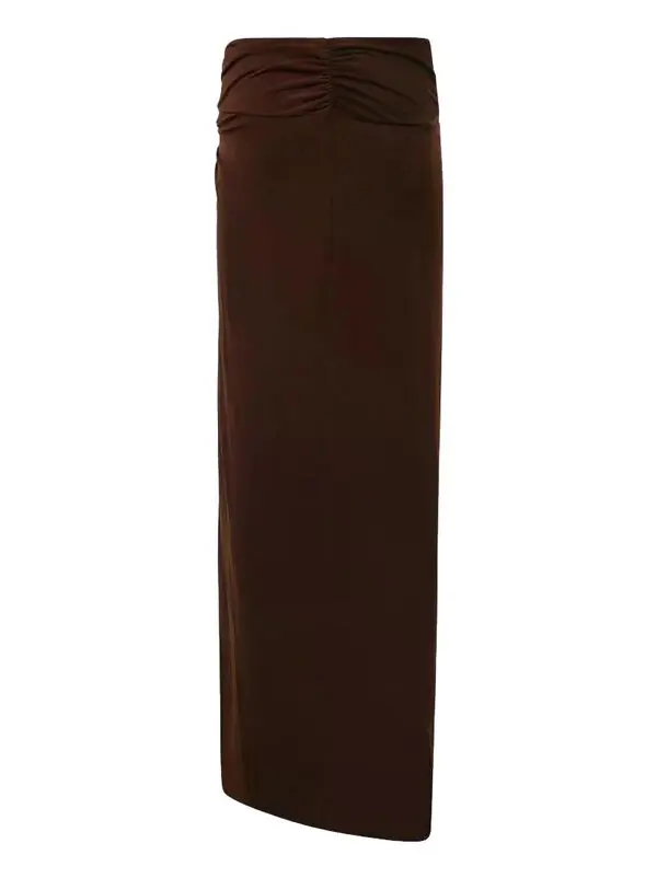 Andamane Gathered Maxi Skirt With Twist Detail - Brown