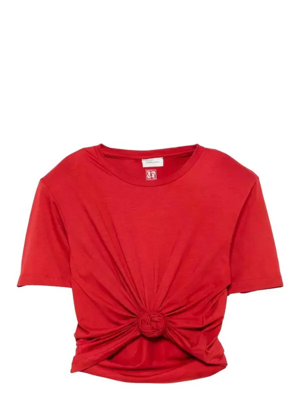 Magda Butrym Cropped T-shirt With Rosette Detail - Red