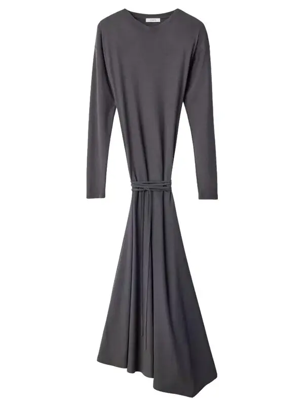LEMAIRE Fluid Long-sleeve Midi Dress In Silk Jersey Crepe - Grey