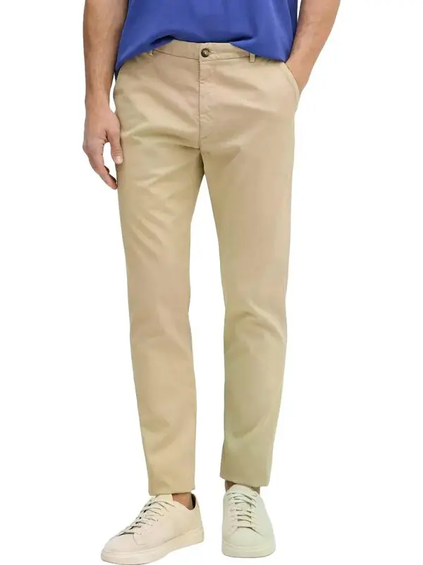 TRUSSARDI Logo-embroidered Chinos Trousers - Neutrals