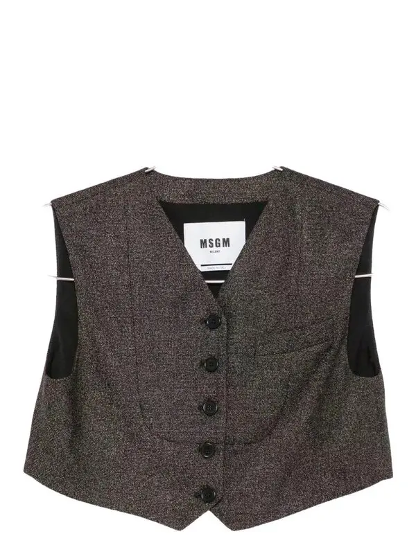 MSGM Cropped Button-up Waistcoat - Brown