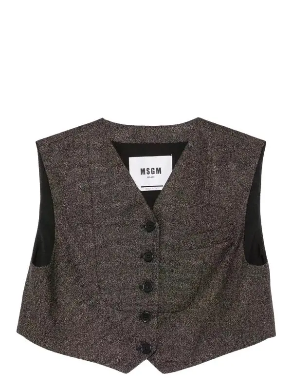 MSGM Cropped Button-up Waistcoat - Brown
