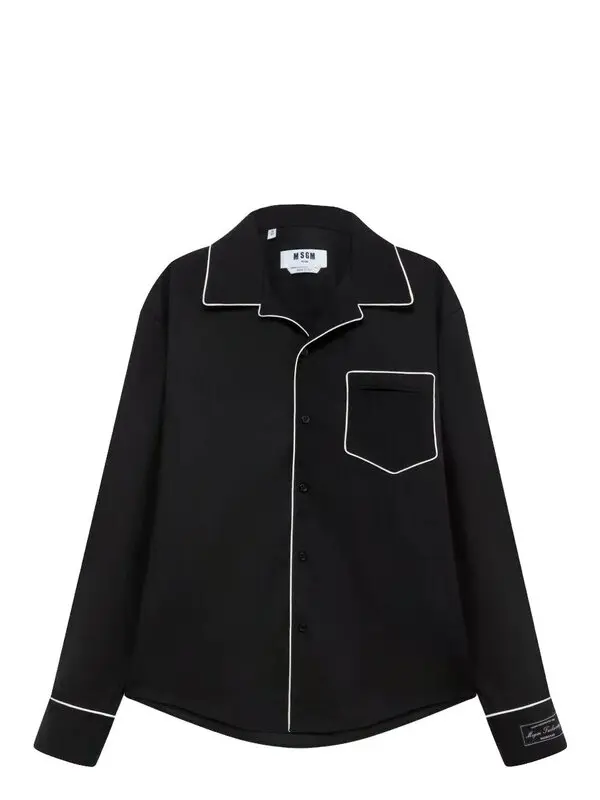 MSGM Piped-trim Chest-pocket Shirt - Black