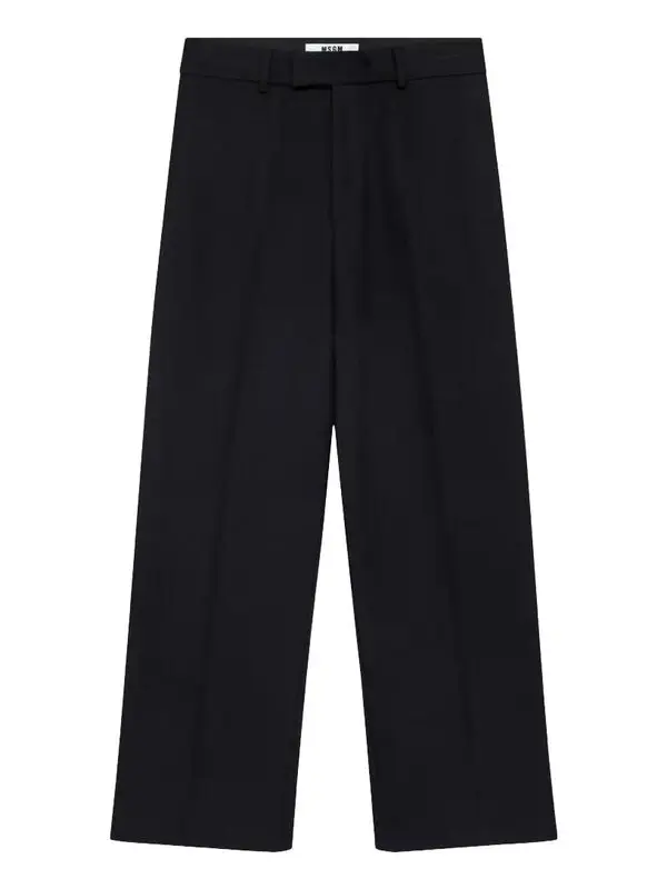 MSGM Logo-embroidered Pressed-crease Tailored Trousers - Black