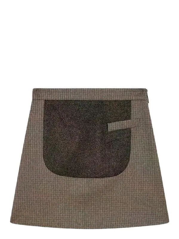 MSGM Houndstooth-pattern Patch-detail Mini Skirt - Brown
