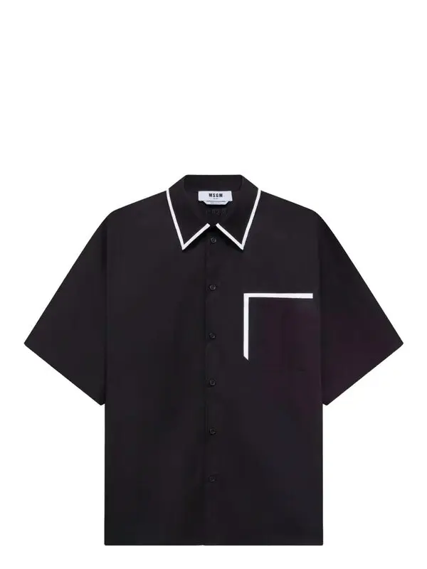 MSGM Piping-detail Chest-pocket Shirt - Black