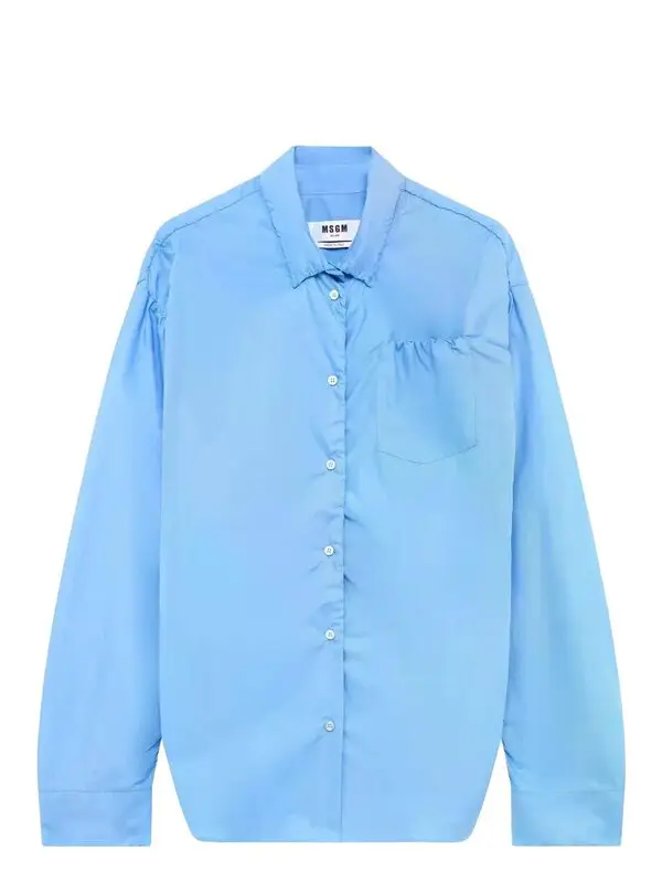MSGM Ruched Chest Pocket Shirt - Blue
