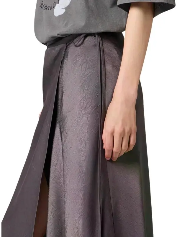 MSGM Lace-trim Wrap Midi Skirt - Grey